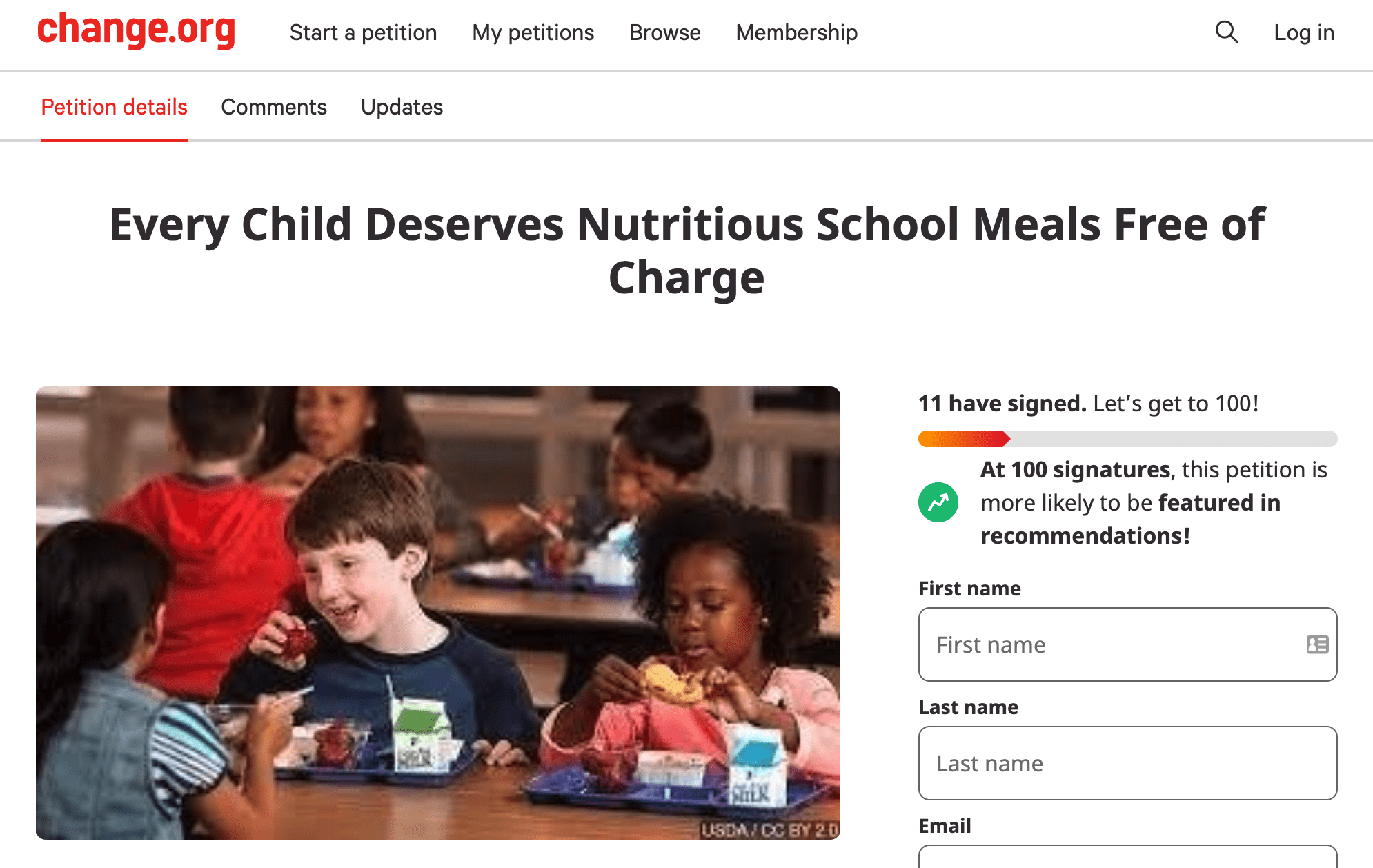 Sign the Petition: School Meals at No Charge – School Nutrition Association