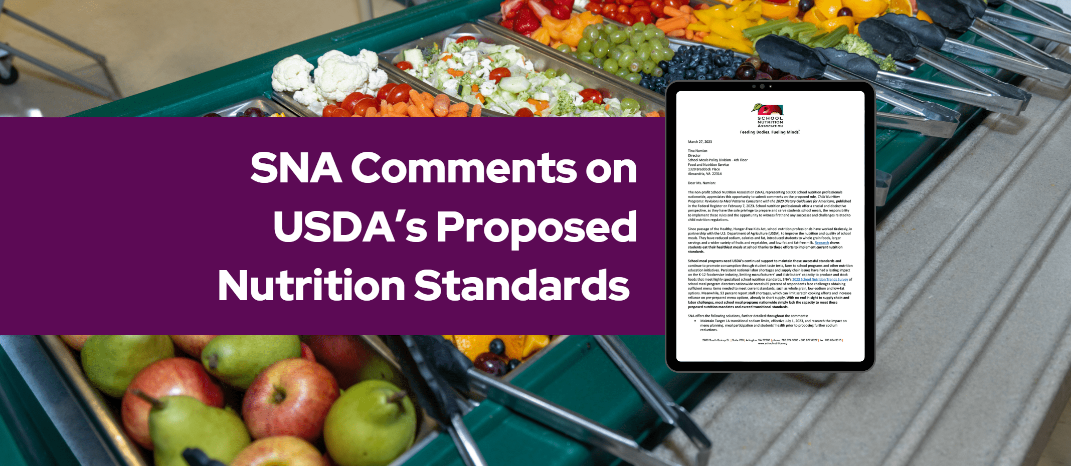 SNA Comments On USDA s Proposed Nutrition Standards School Nutrition SNA Comments On USDA s Proposed Nutrition Standards School Nutrition
