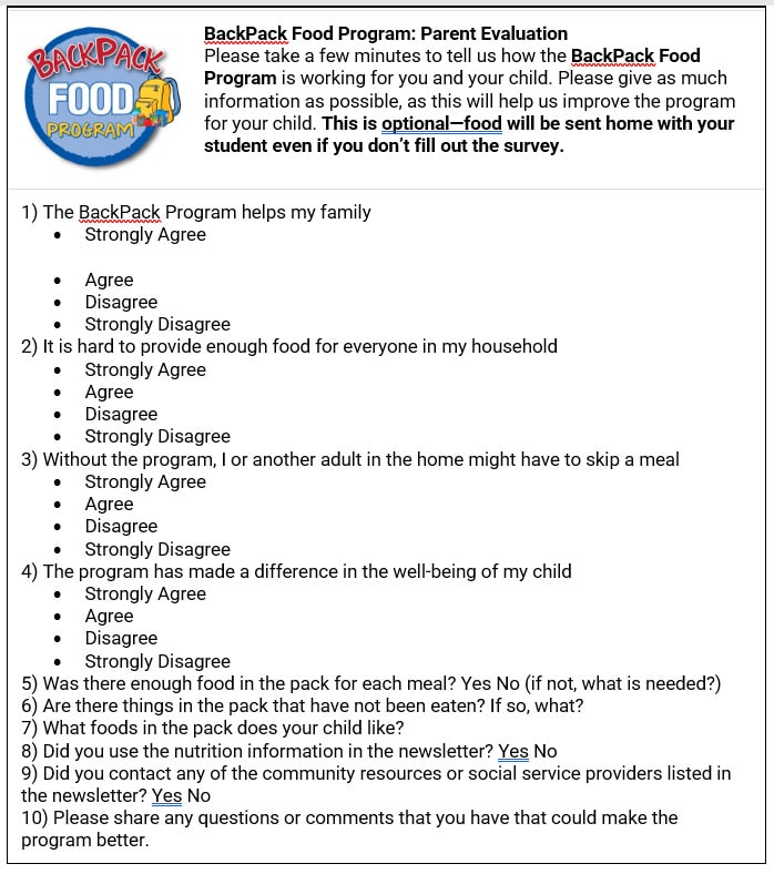 The BackPack Food Program’s Effects on U.S. Elementary Students’ Hunger ...